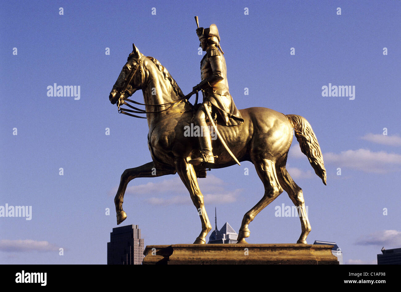 United States, Pennsylvania, Philadelphia, equestrian statue of General ...