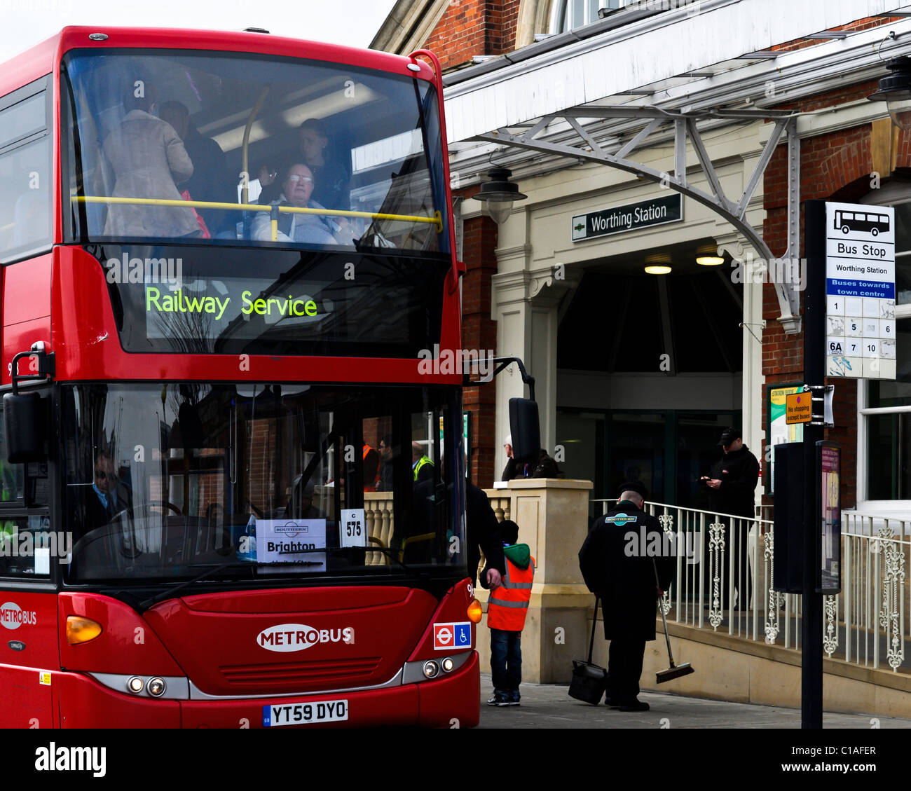 Railway bus replacement service bus waiting at Worthing station on 13th ...
