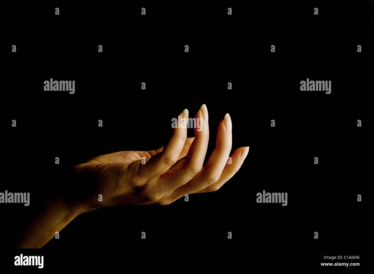female hand gesture of giving Stock Photo - Alamy
