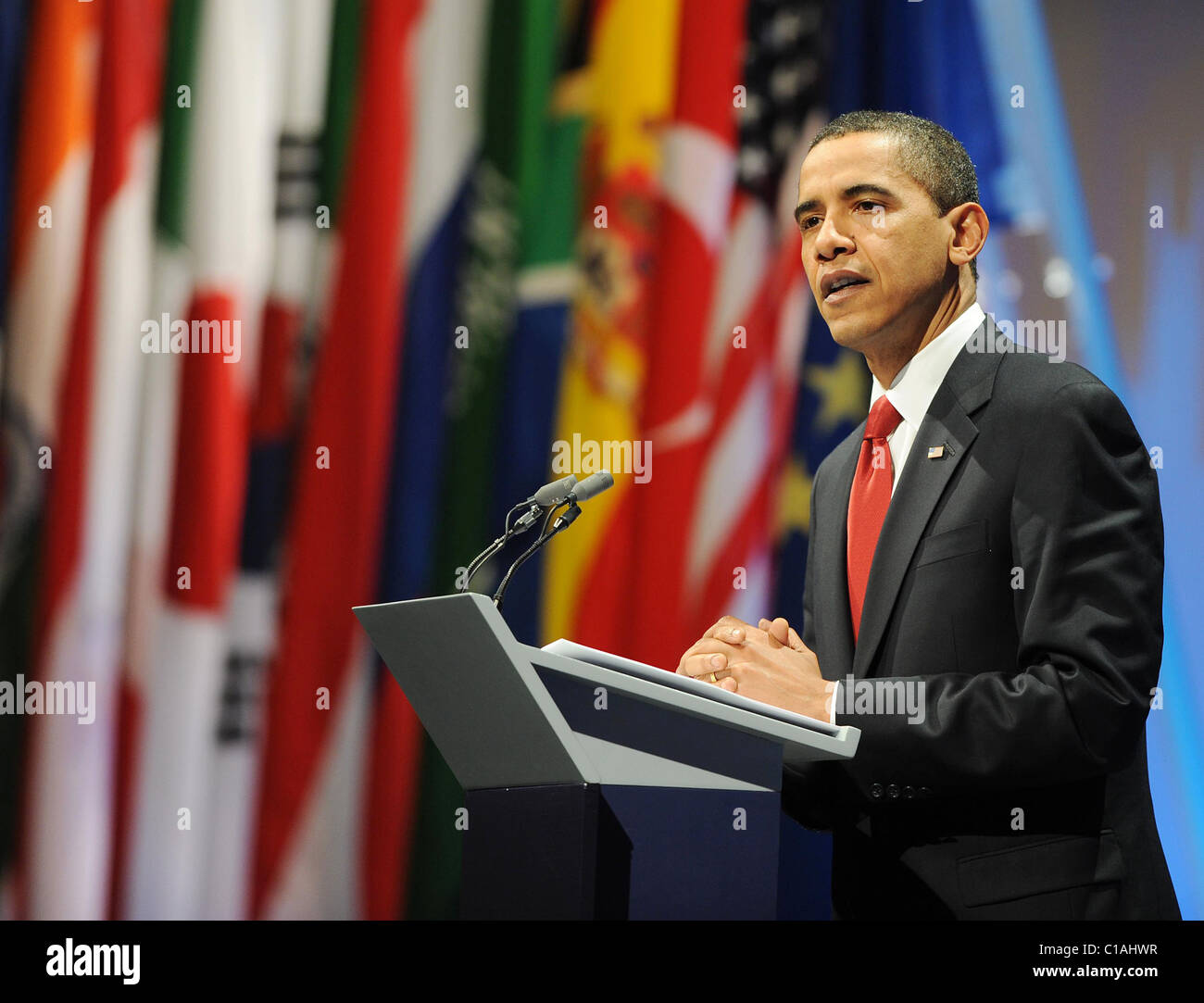 Barack Obama, at the press conference for the G20 Summit at Excel ...