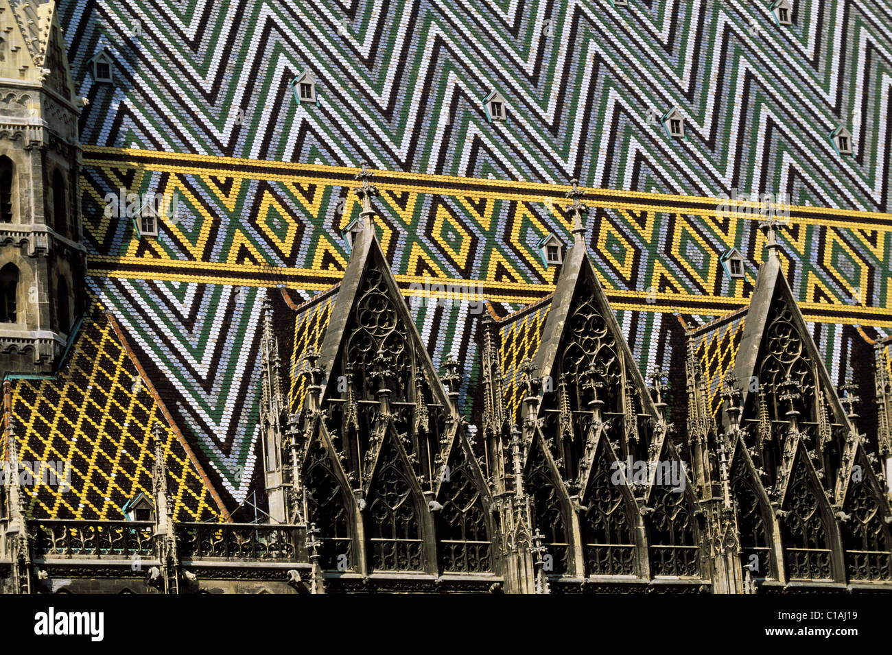 Austria, Vienna, glazed tiles of Stefandom, the cathedral of Vienna ...