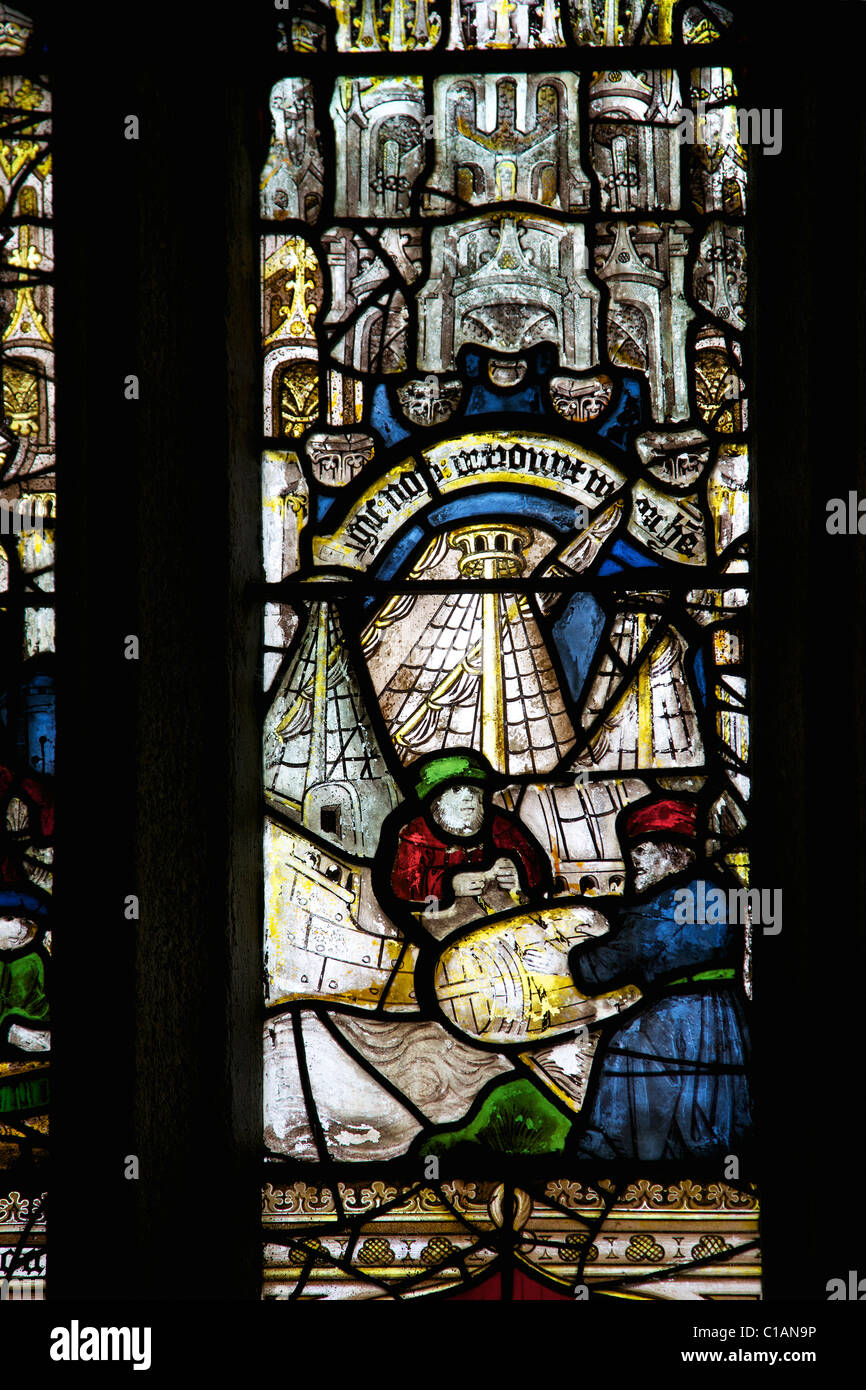 Old Testament window shipwrights building ship english medieval stained ...