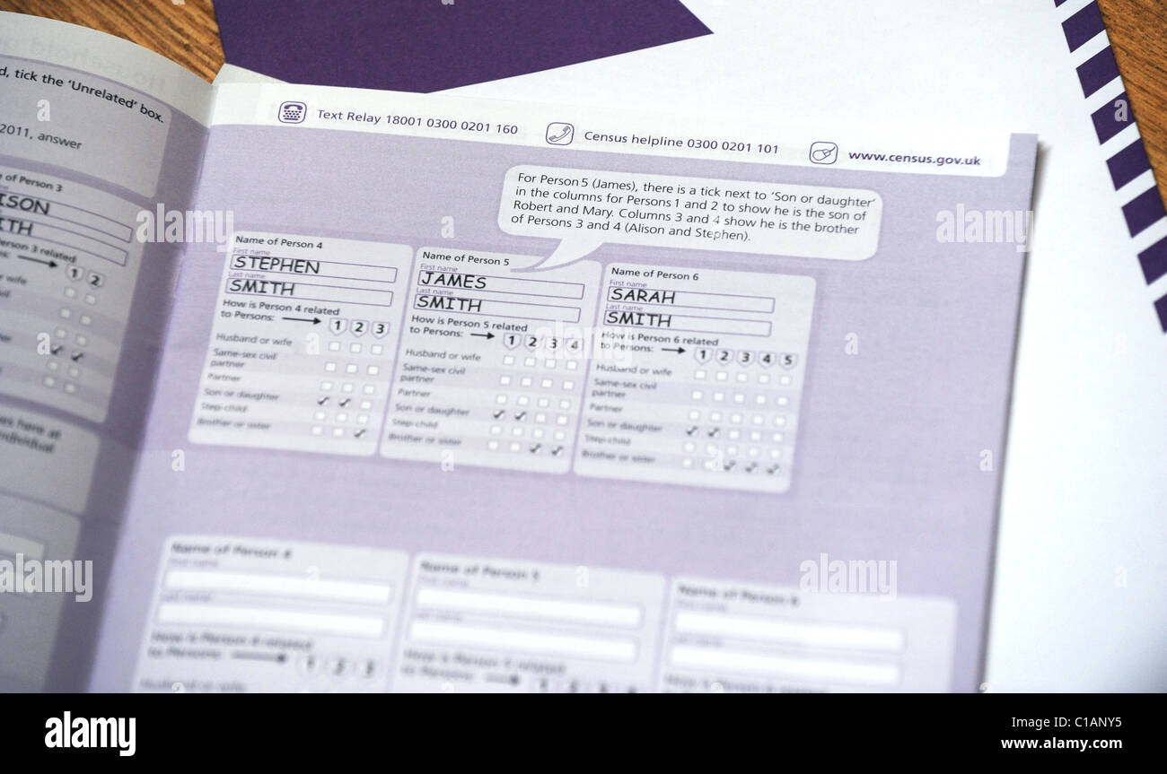 The national Census 2011 questionnaire for England Stock Photo - Alamy