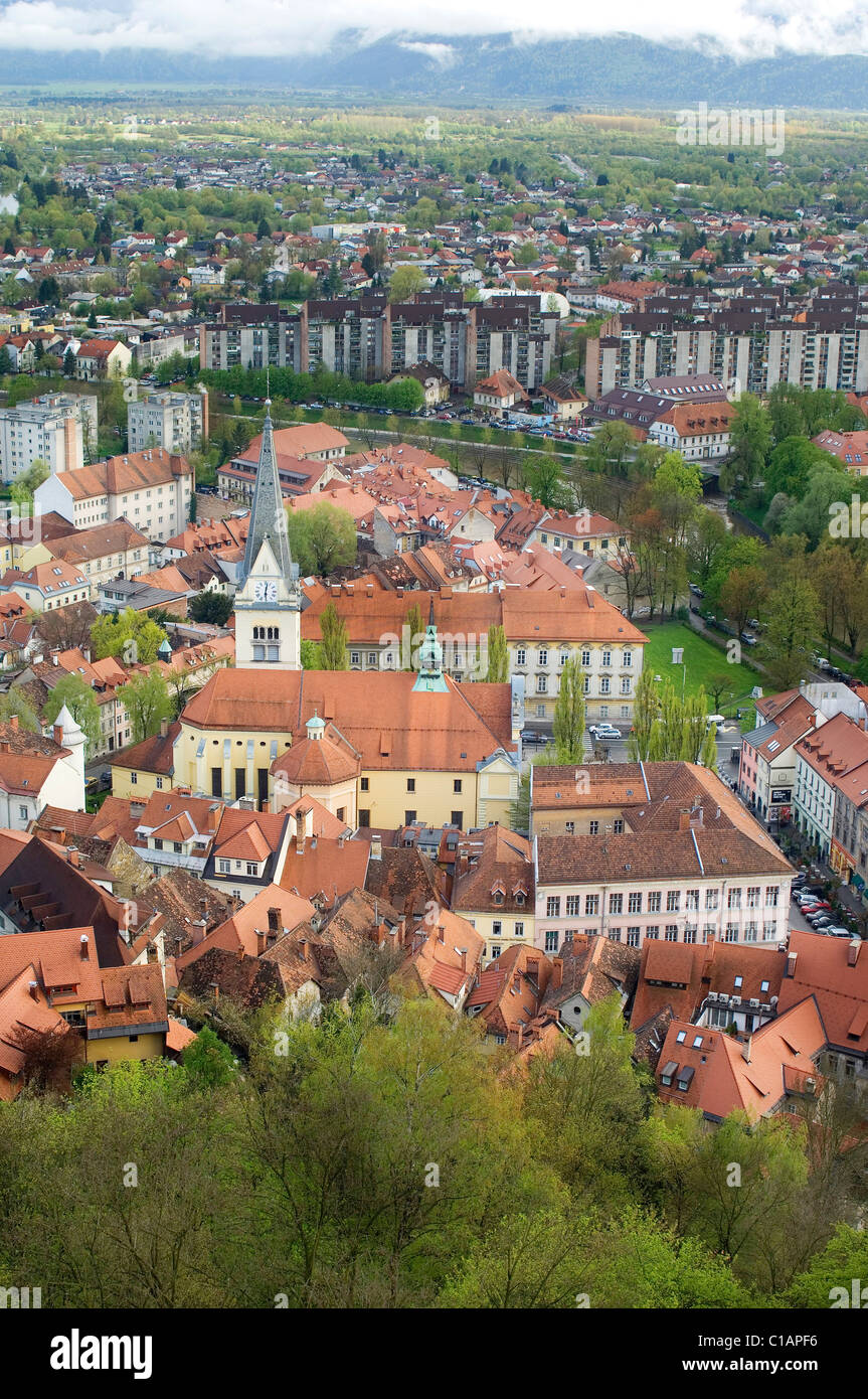 View of city centre from the Old Castle Ljubljanski Grad, Ljubljana ...