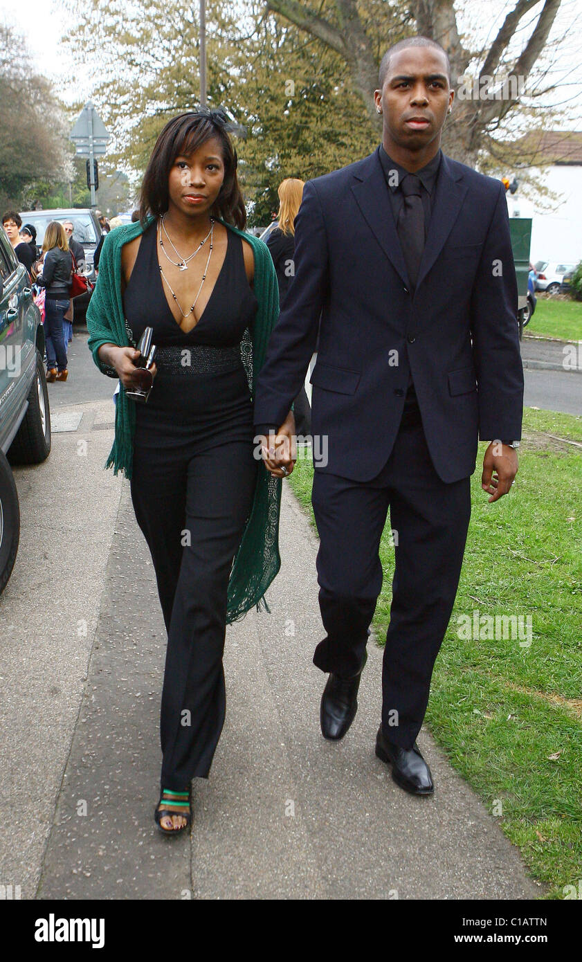 Jamelia and fiance Darren Byfield attending the funeral of Jade Goody ...
