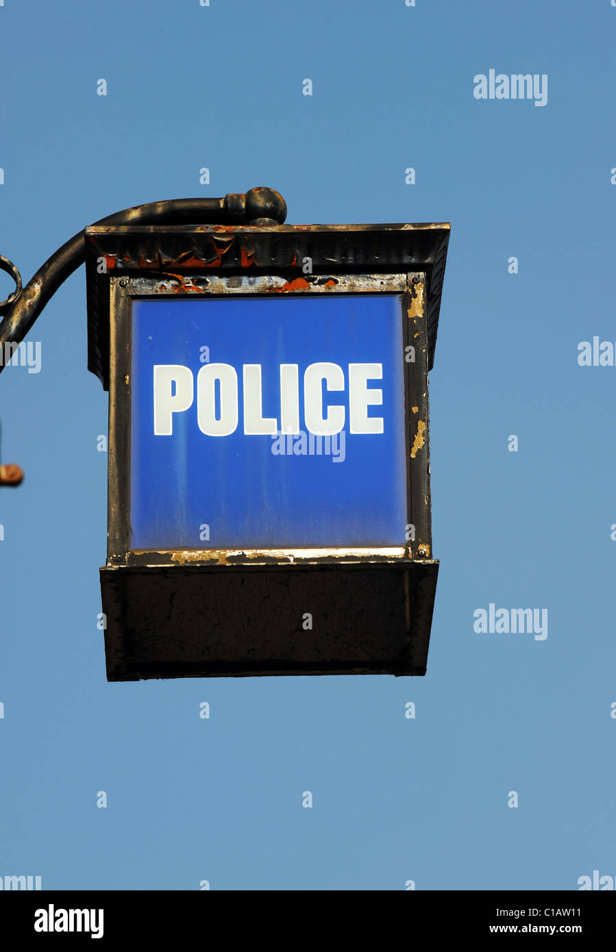 An old style blue Police lamp outside Uckfield Police station Stock ...