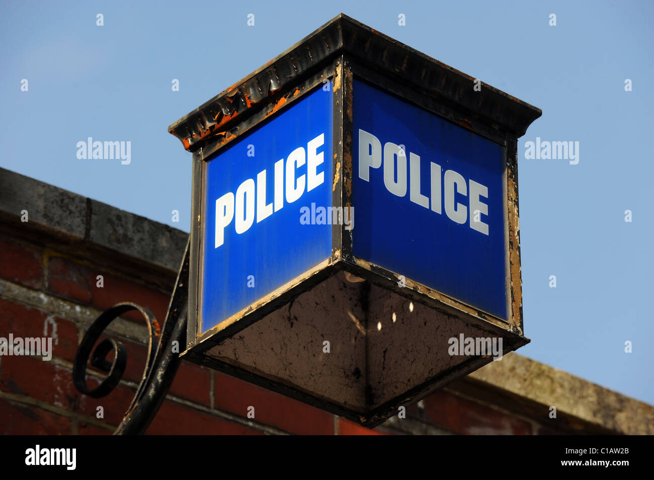 An old style blue Police lamp outside Uckfield Police station Stock ...