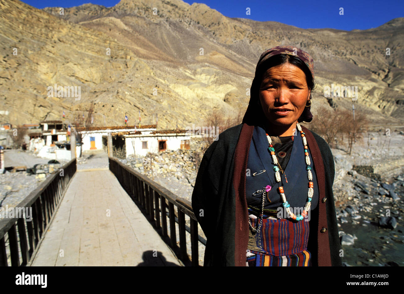 Nepal, the Annapurnas region, Jomson (8900 ft), the greatest town of ...