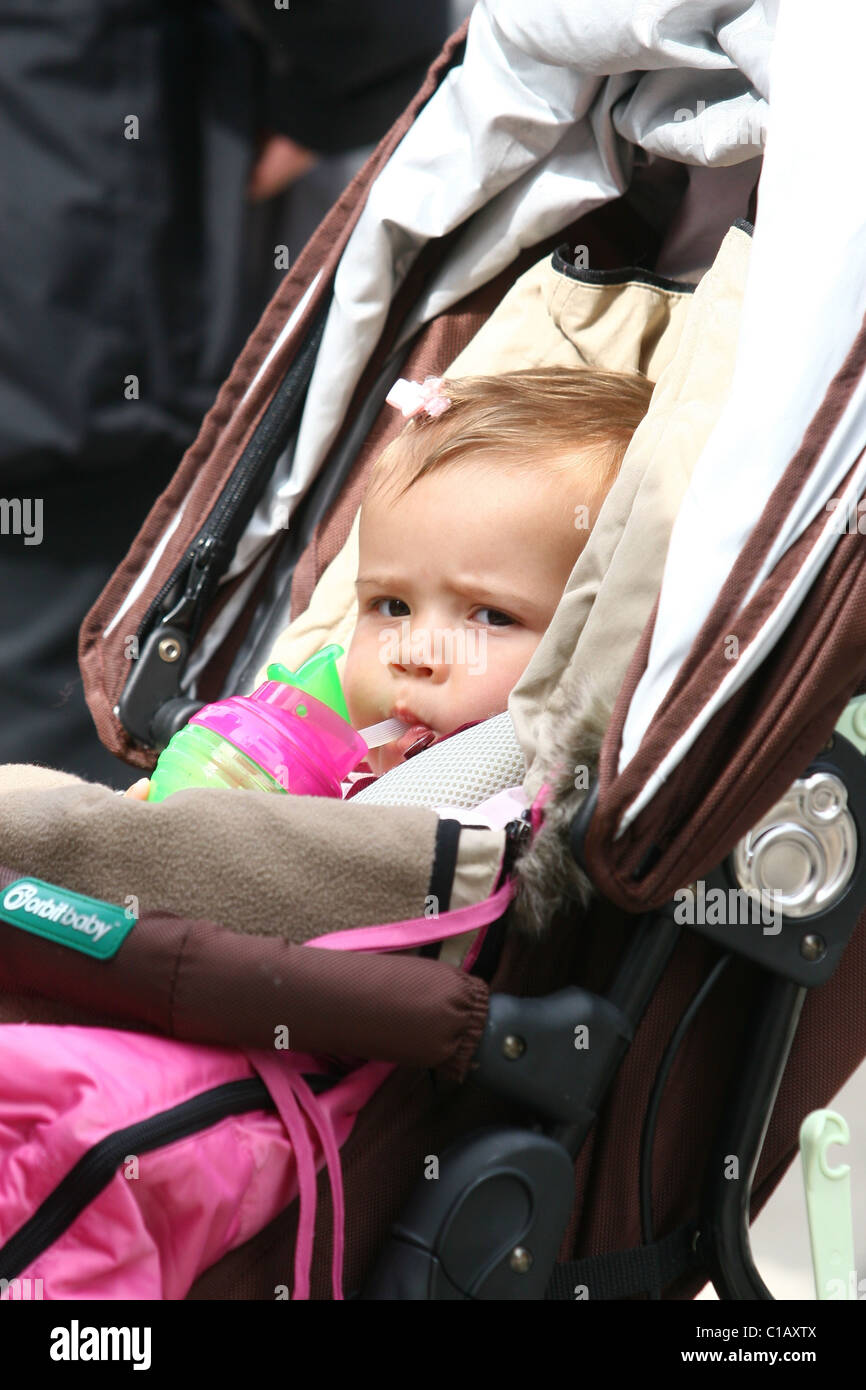 Jessica Alba spotted with her husband, Cash Warren, pushing a stroller ...