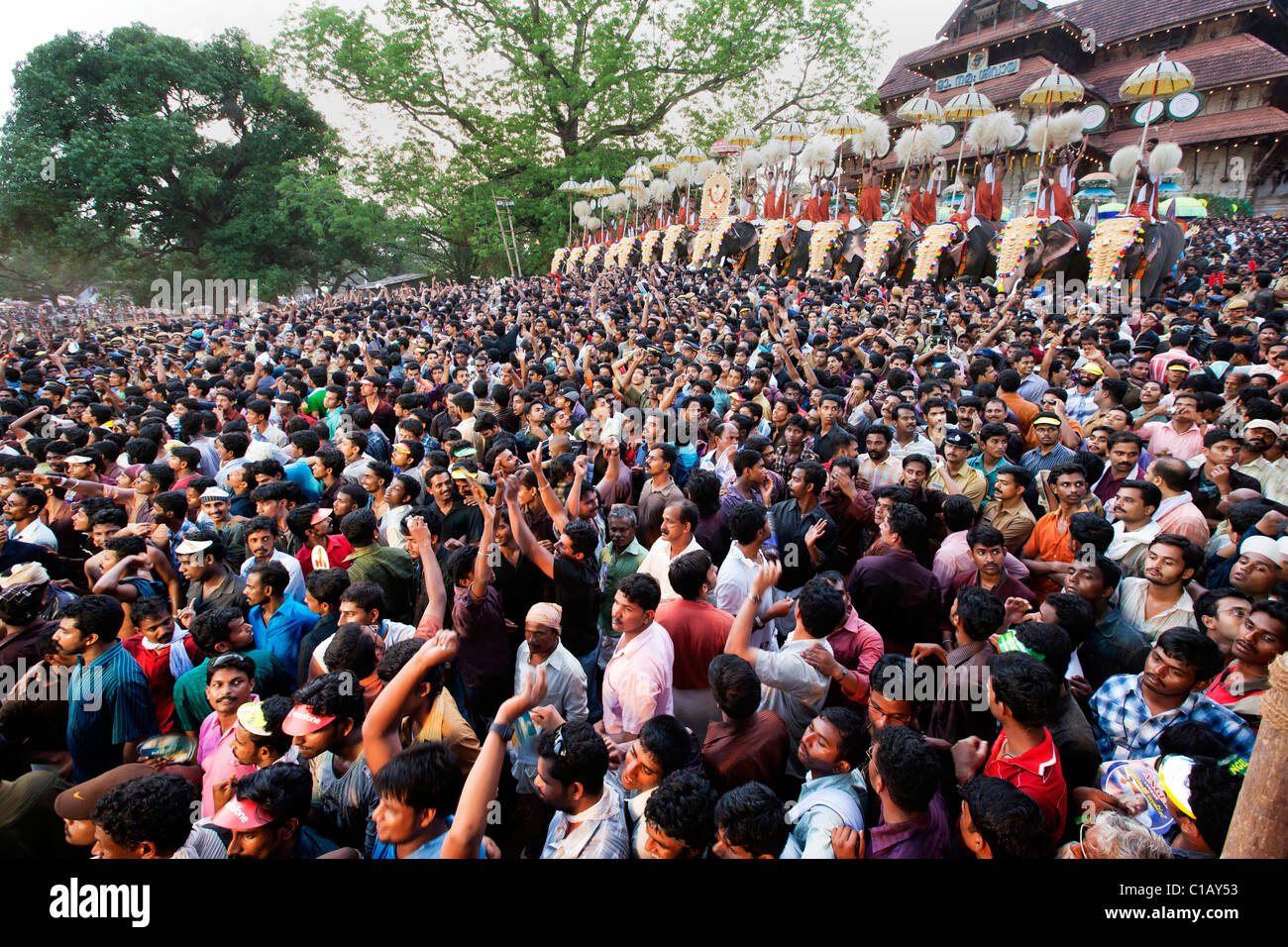 Kudamattam competition, Thrissur Pooram festival, Thrissur, Kerala ...