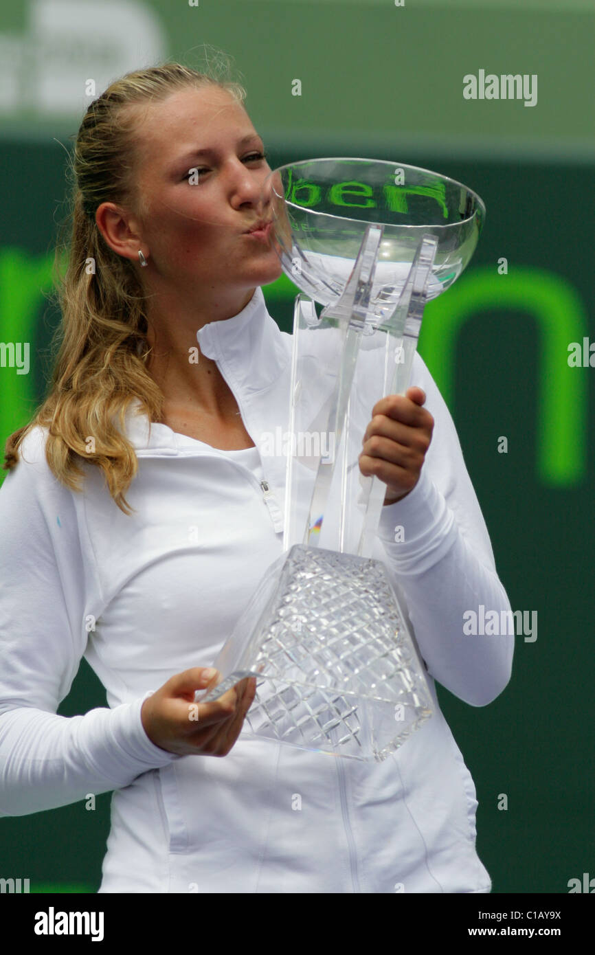 Victoria Azarenka during the women's trophy presentation on Day 13 of ...
