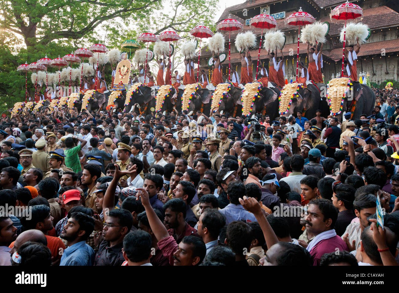 Kudamattam competition, Thrissur Pooram festival, Thrissur, Kerala ...