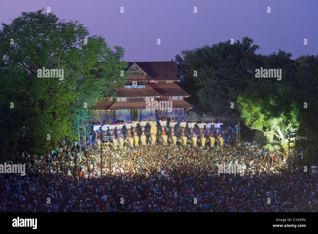 Kudamattam competition, Thrissur Pooram festival, Thrissur, Kerala ...