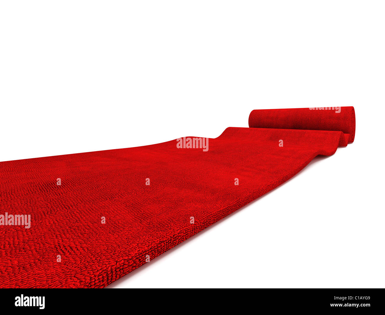 classic rolling red carpet on white background Stock Photo - Alamy