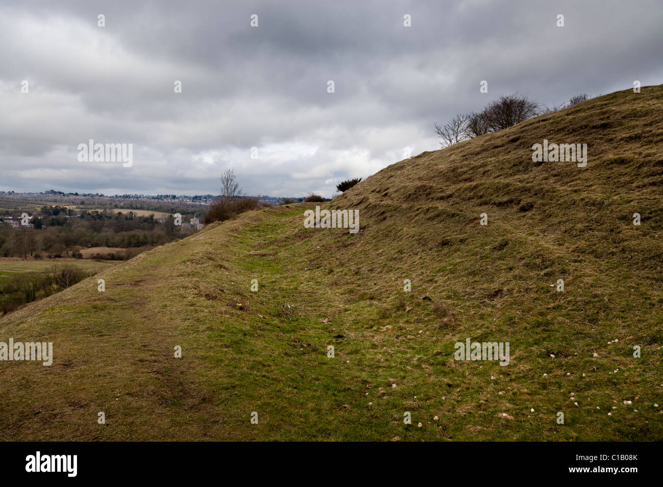 ramparts of an Iron Age hill fort, St Catherines Hill, Winchester Stock ...