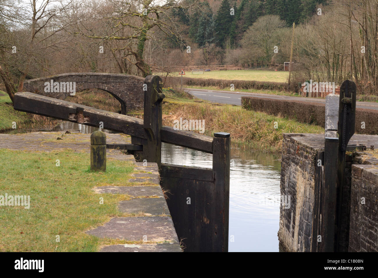 Bridge rheola lock neath canal hi-res stock photography and images - Alamy