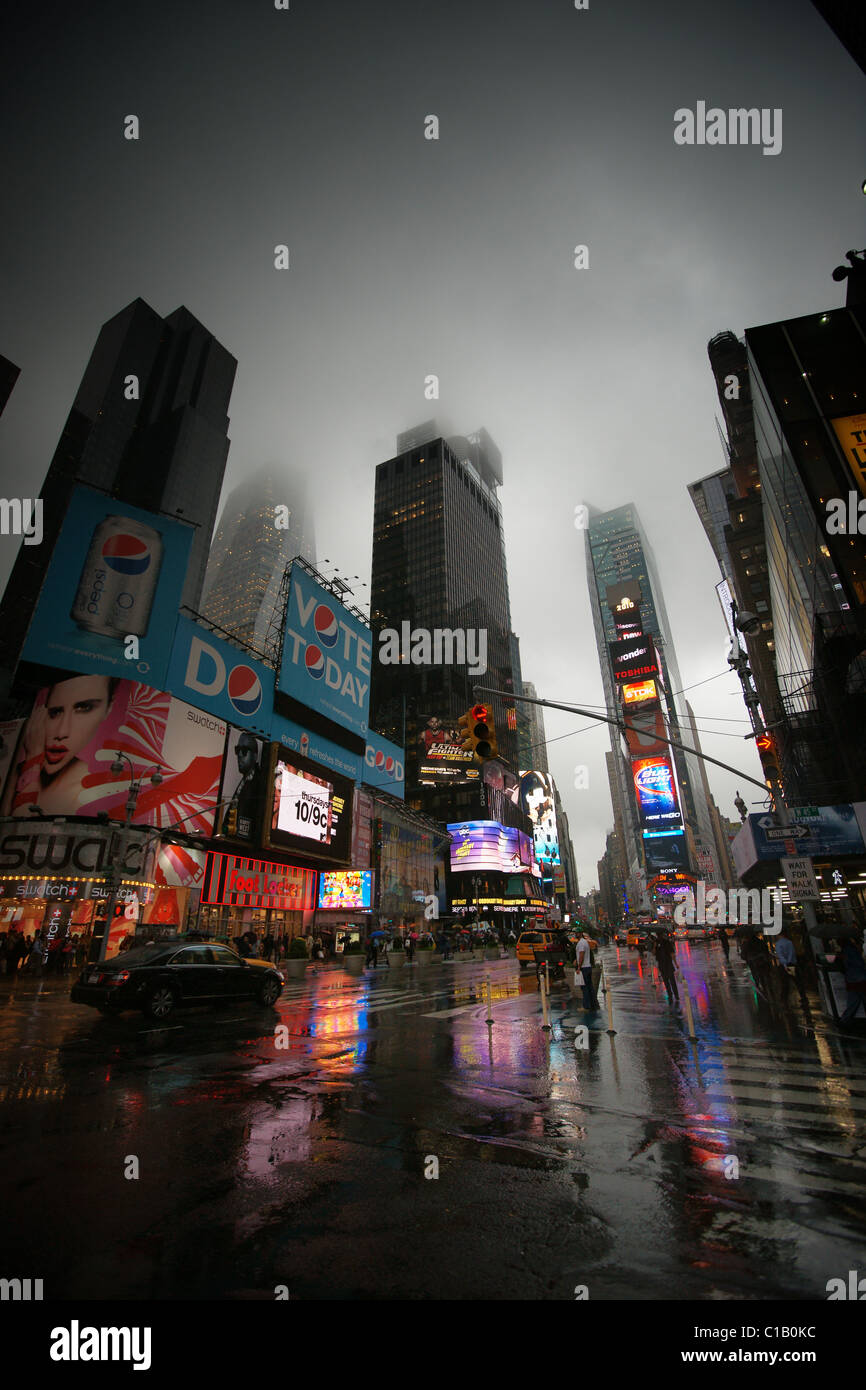 summer rain on Time Square, New York City Stock Photo - Alamy