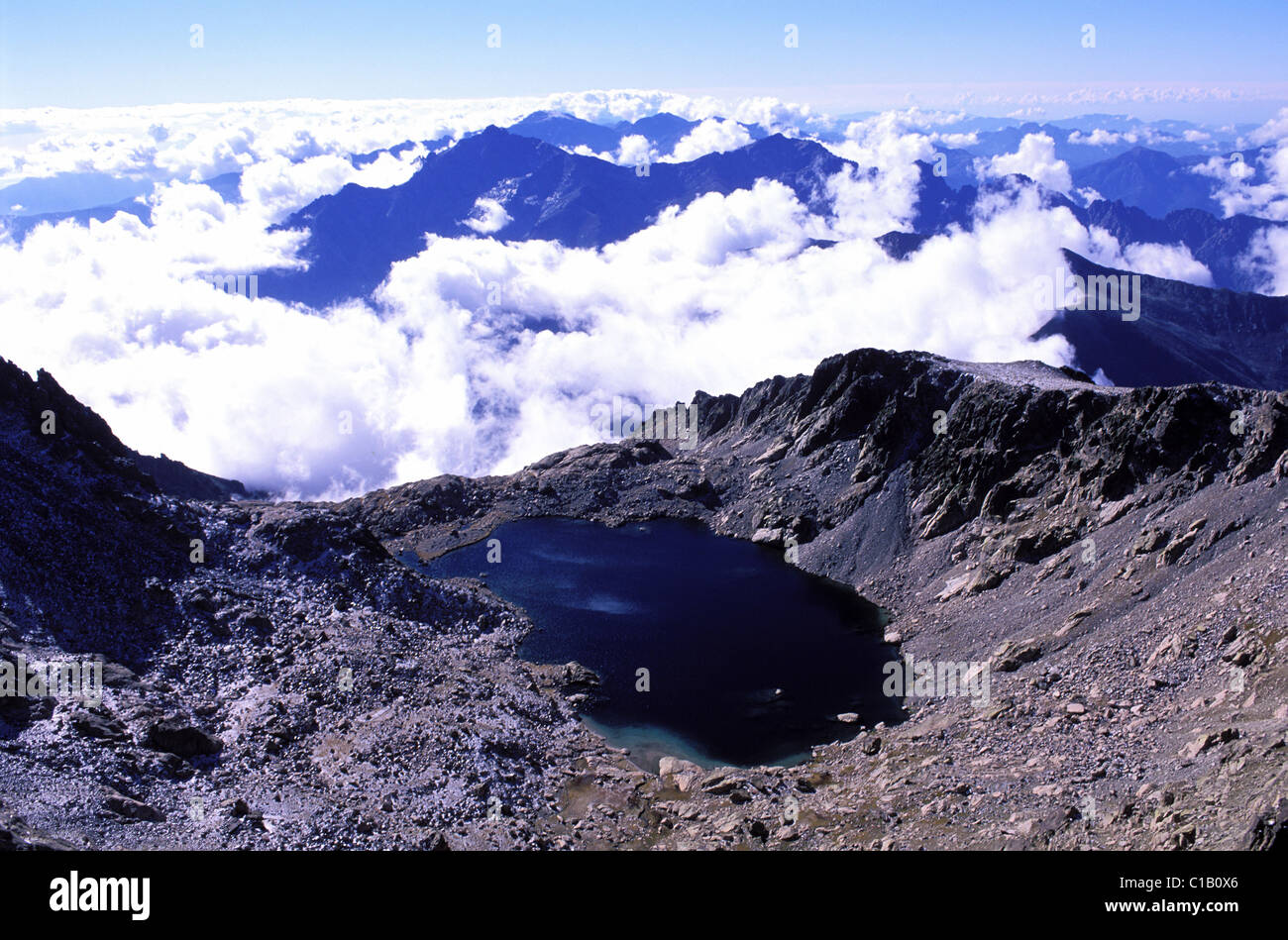 France, Haute Corse, lake of Mount Rotondo (aerial view Stock Photo - Alamy