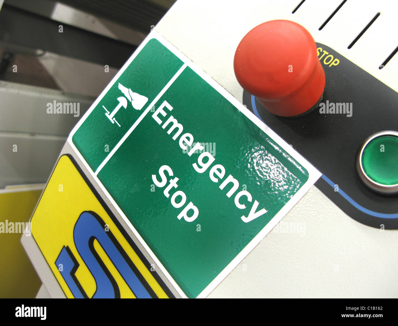 Emergency stop button Stock Photo - Alamy