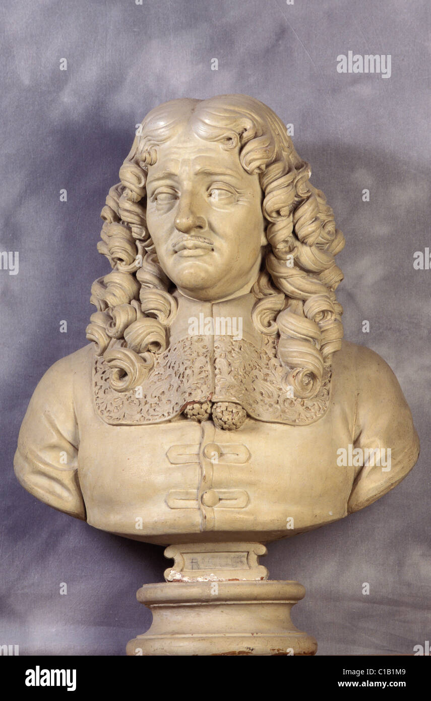 France, Haute Garonne, Pierre Paul Riquet bust, Canal du Midi ...