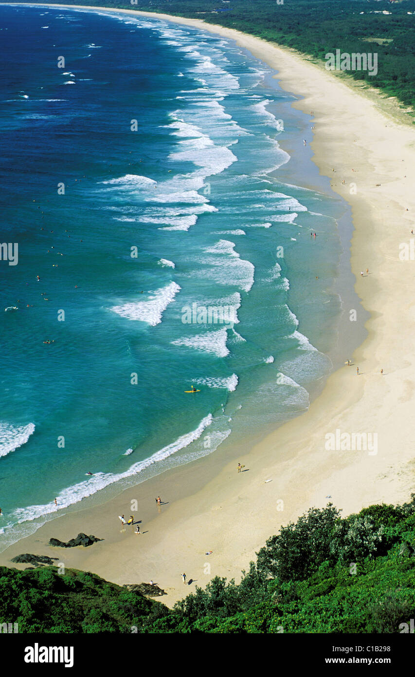 Australia, New South Wales, Byron Bay, The tallow beach spreads over 4 ...