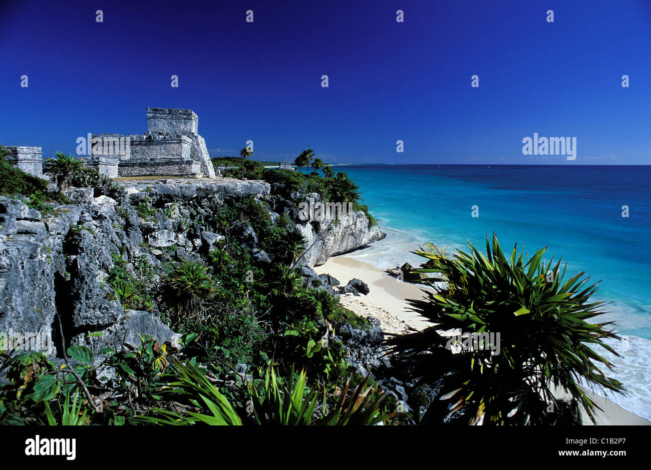Mexico, Quintana Roo State, Riviera Maya, Tulum Mayan site Stock Photo ...
