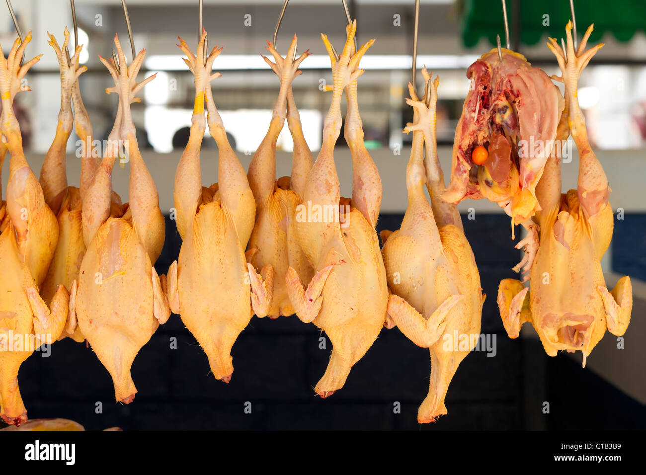 Hanged Chickens Displayed In Ecuadorian Market Stock Photo - Alamy