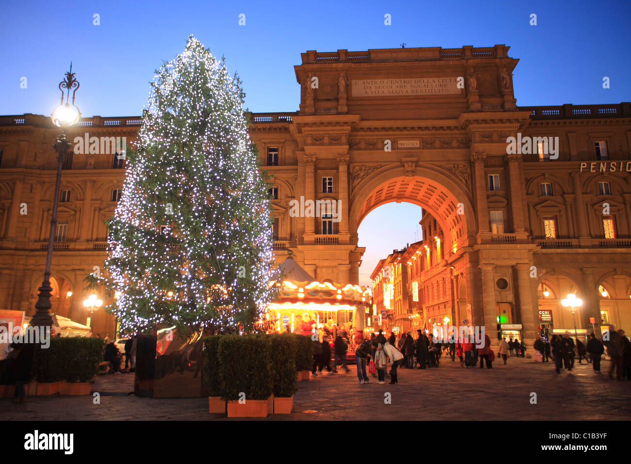 Christmas in Florence, Repubblica square, Florence,Tuscany, Italy ...
