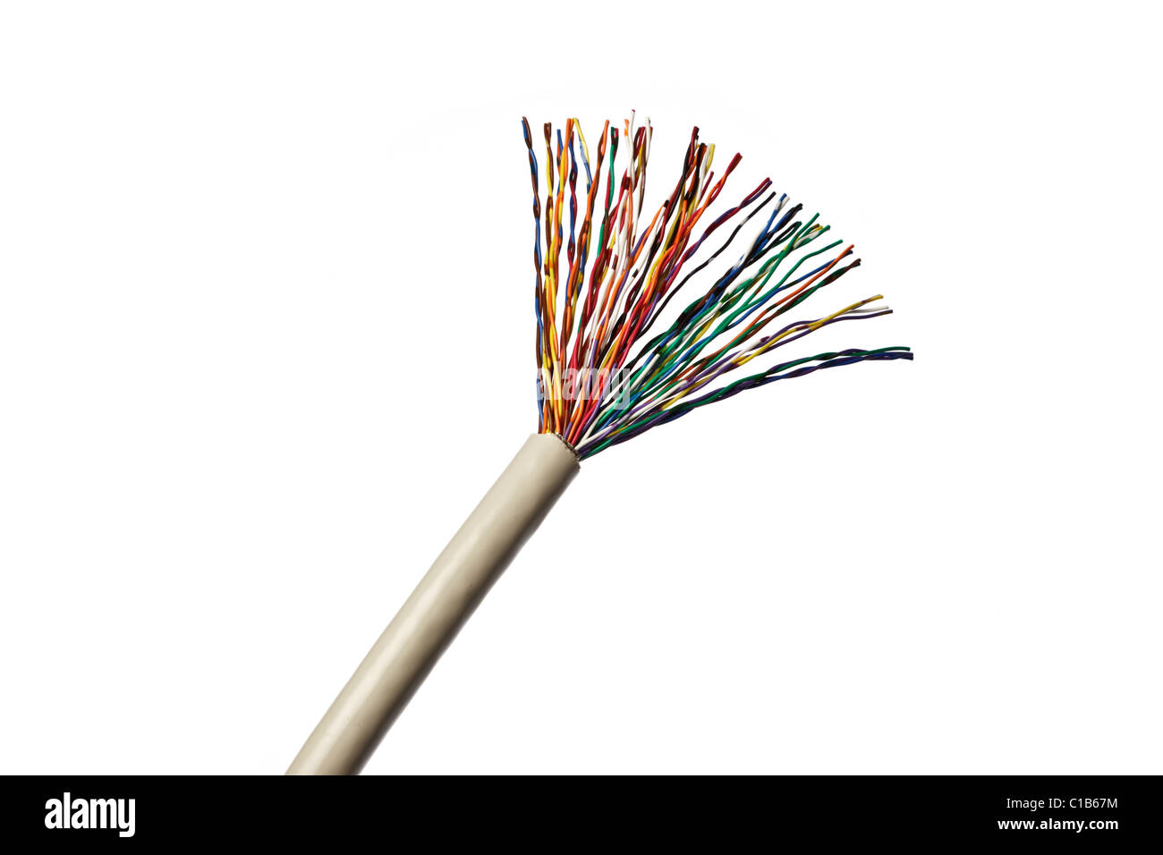 Telecommunications cable with inner strands fanned out to form a ...