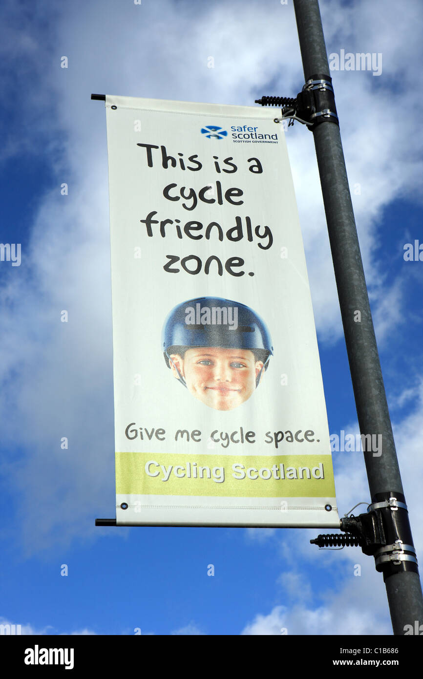 Sign highlighting a cycle friendly zone Stock Photo - Alamy