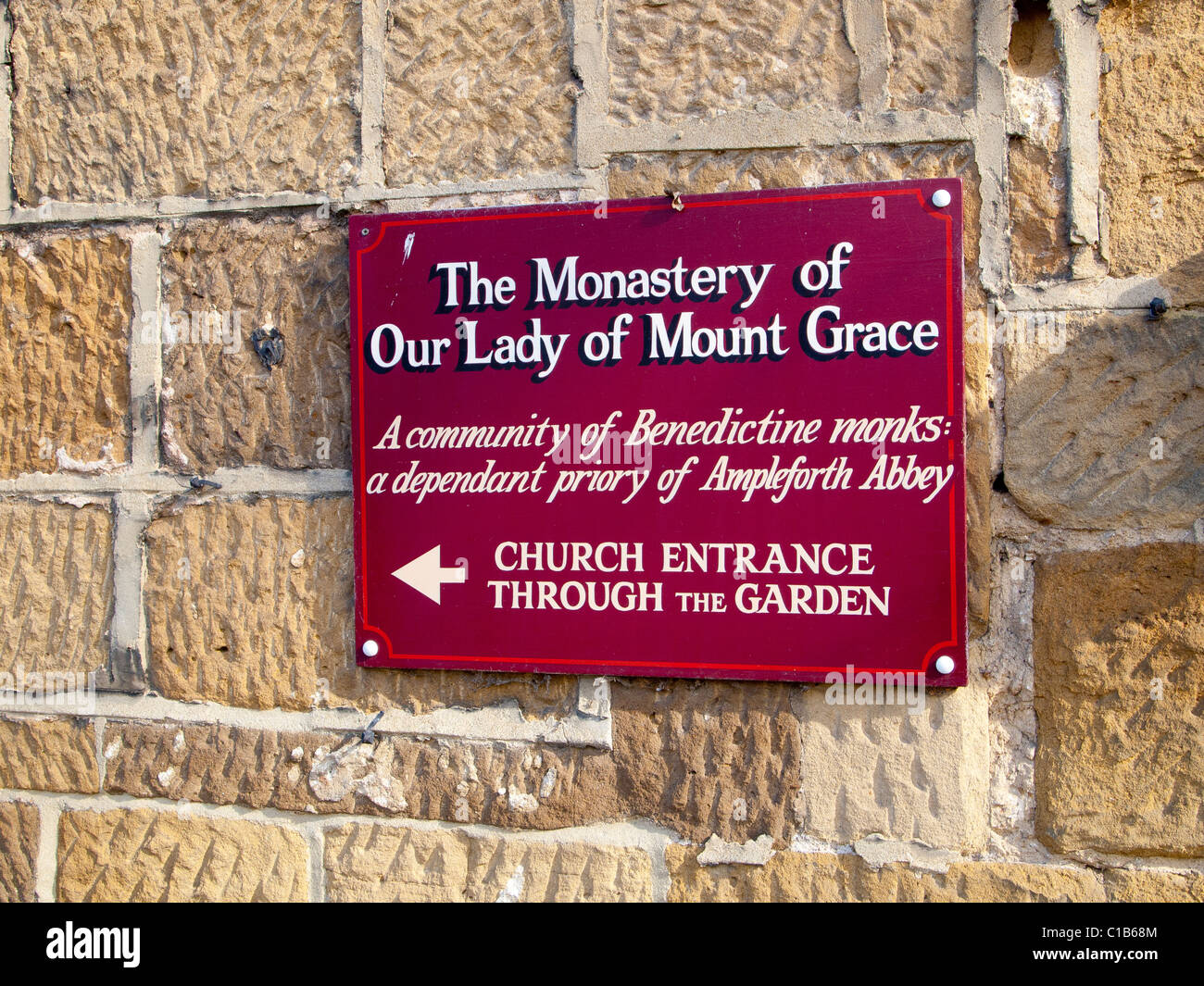 Sign for the Benedictine monastery of Our Lady of Mount Grace ...