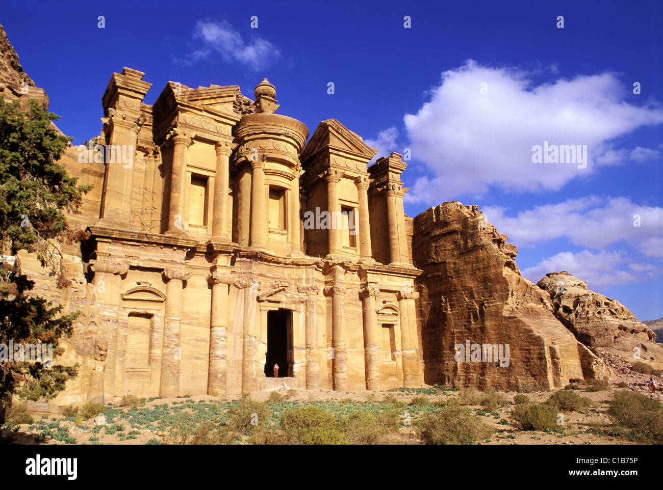 Jordan, Petra, Ed Deir ( the Monastery) sculptured in the stoneware is ...