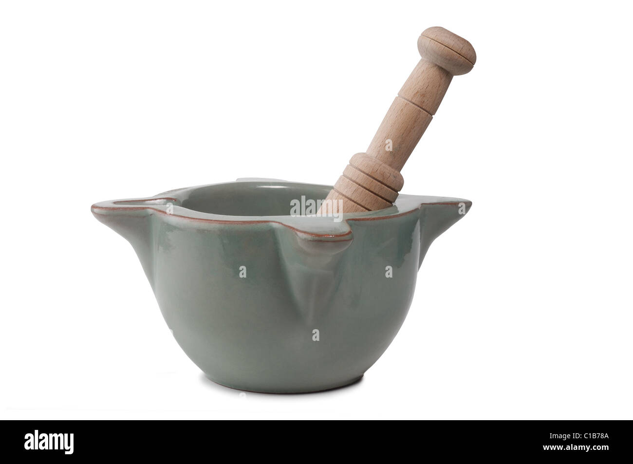 Mortar and pestle with spices Cut Out Stock Images & Pictures - Alamy