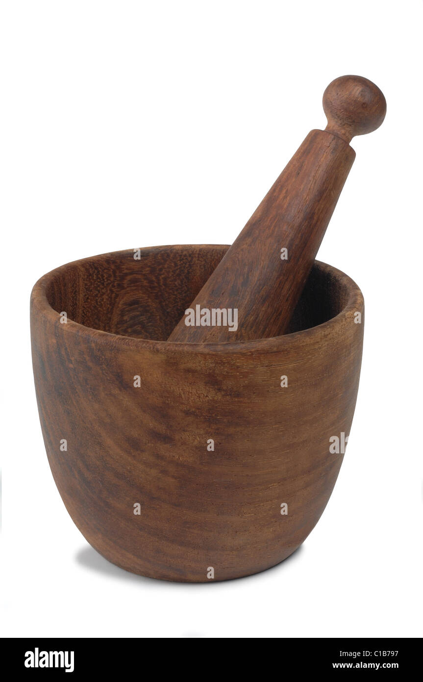 Mortar and pestle with spices Cut Out Stock Images & Pictures - Alamy