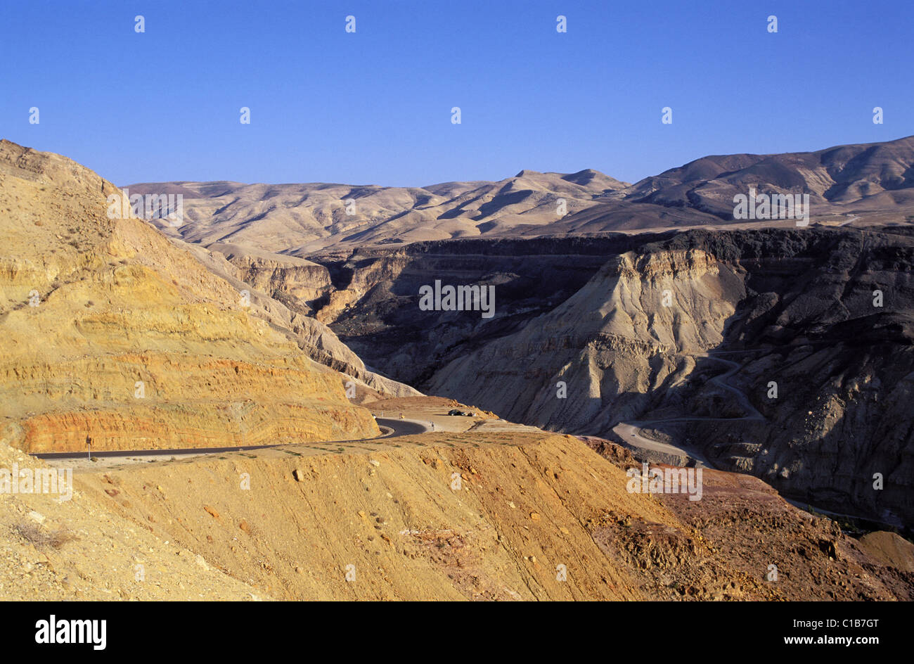 Jordan, the King's Road in the Moab mountains overhanging the Dead Sea ...