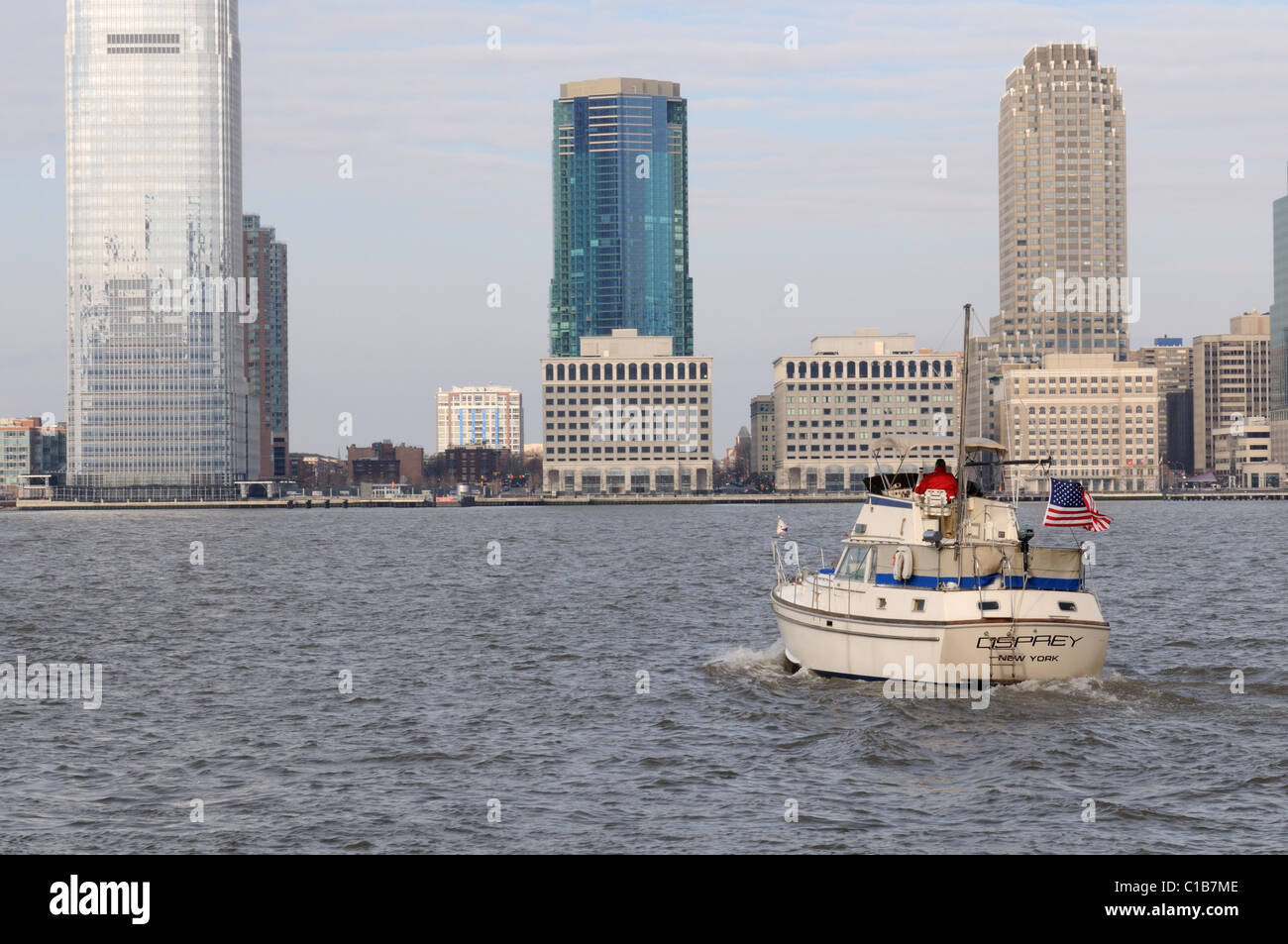 A trawler heading across the Hudson River to Jersey City, N.J. The ...