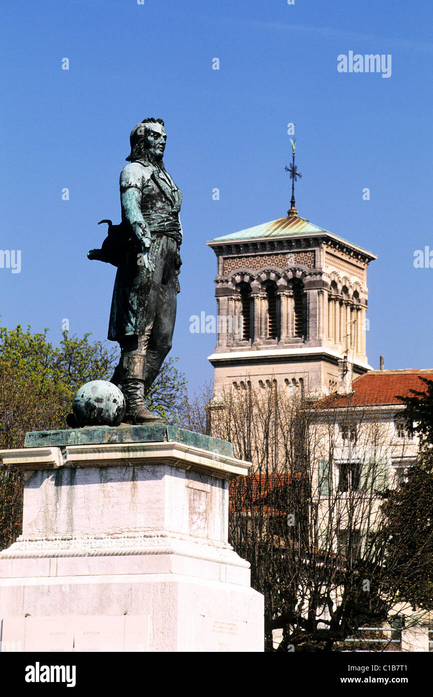 France, Drome, Valence, statue of Championnet and the Saint Apollinaire ...