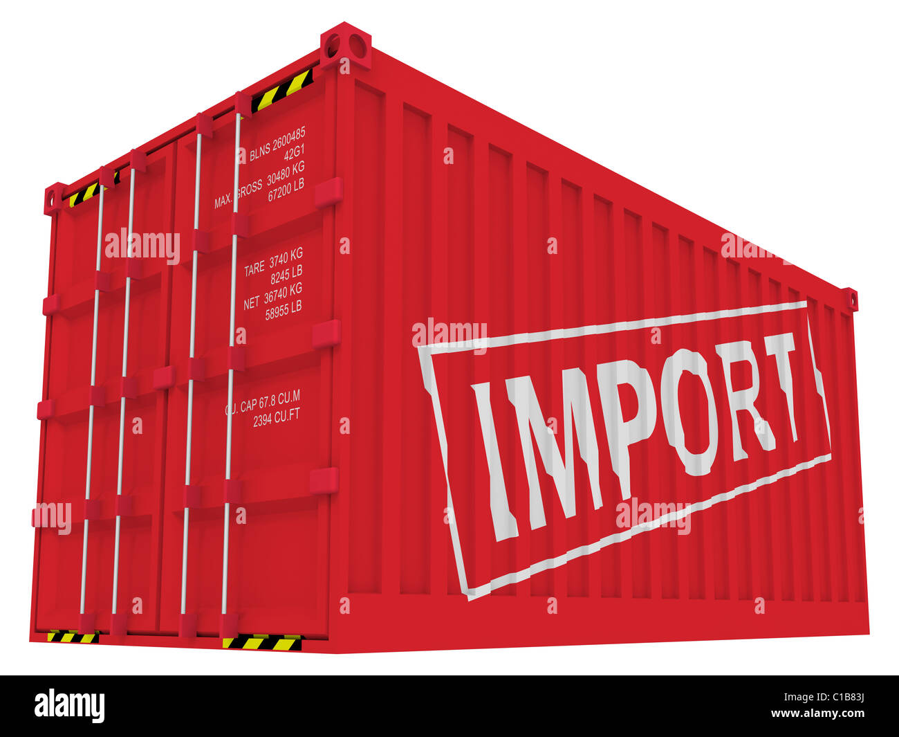Import cargo container isolated on white Stock Photo - Alamy