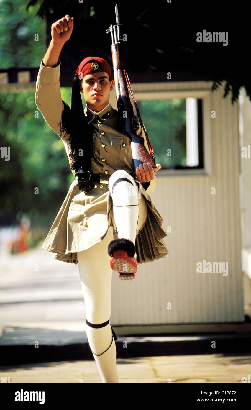 Greece, Athenes, Evzone guard of the Presidential Palace Stock Photo ...