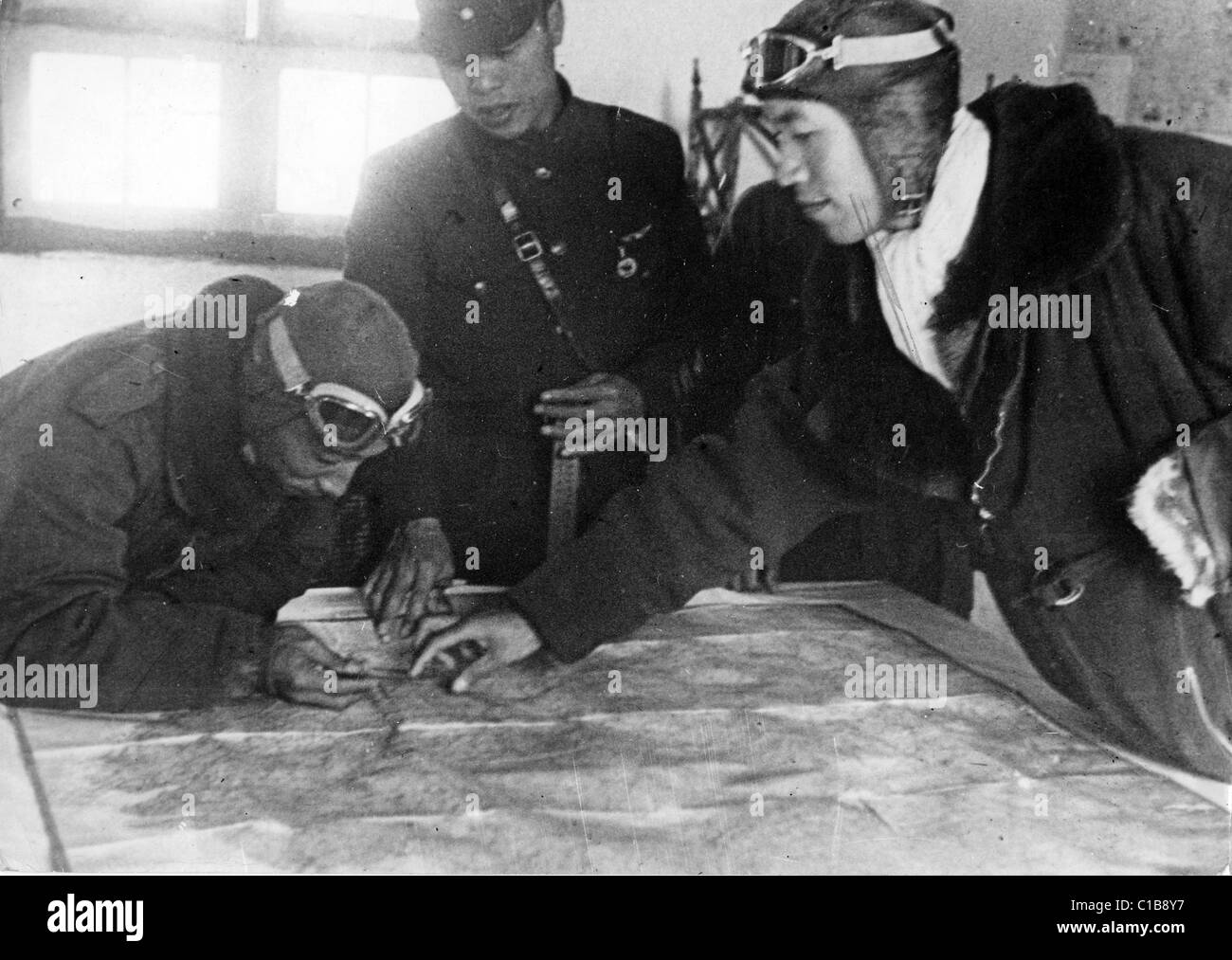 SINO-JAPANESE WAR Chinese bomber pilots checking Japanese targets about ...