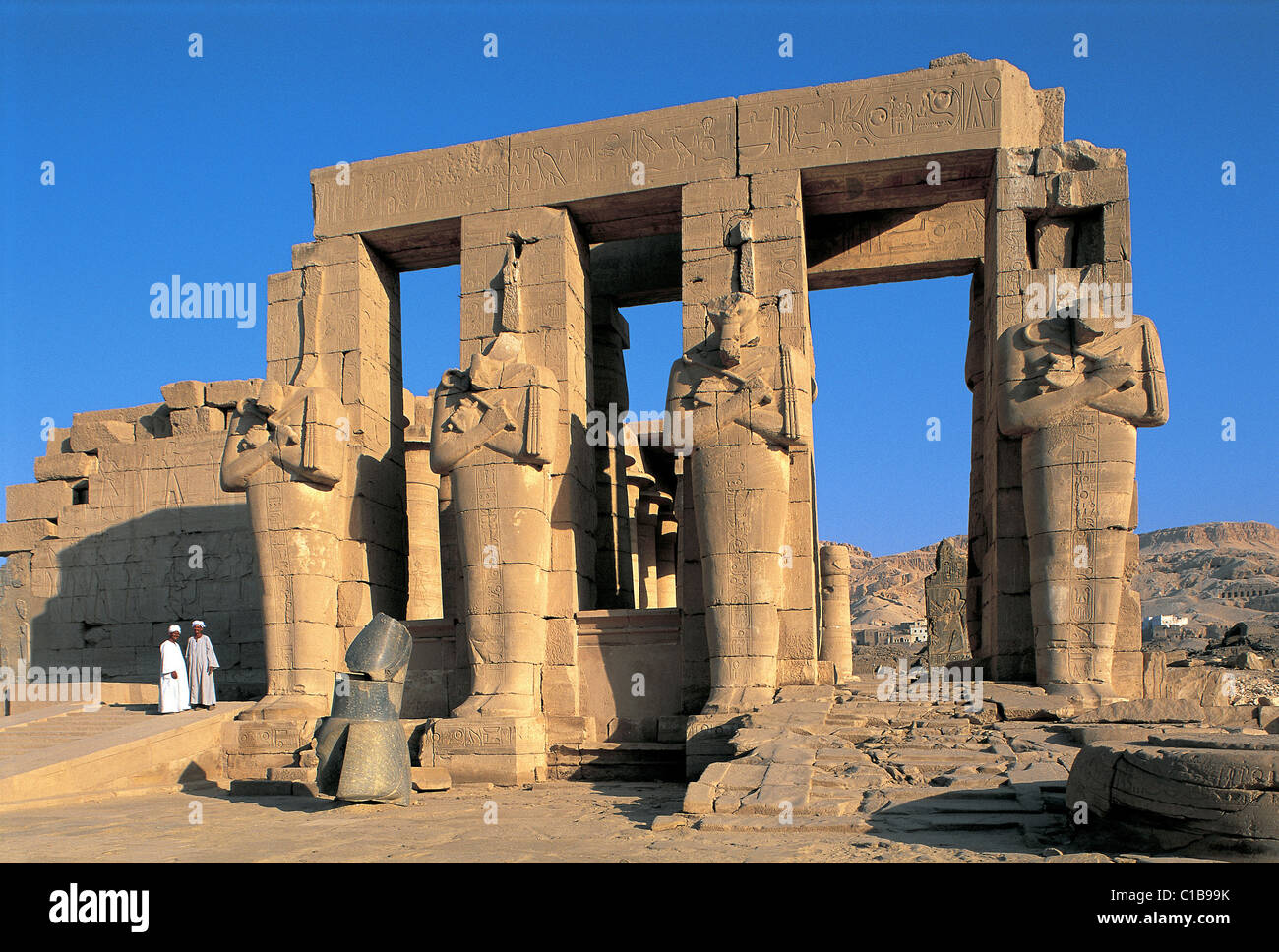 Egypt, Luxor, Ramesseum ruins, Osiris Pillars Stock Photo - Alamy