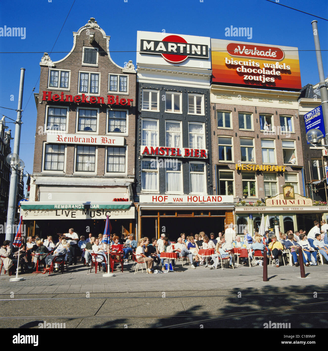 Amsterdam street cafes and bars, Holland, the Netherlands Stock Photo ...