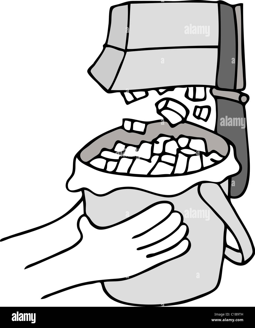 An image of a man using an ice machine and bucket Stock Photo - Alamy