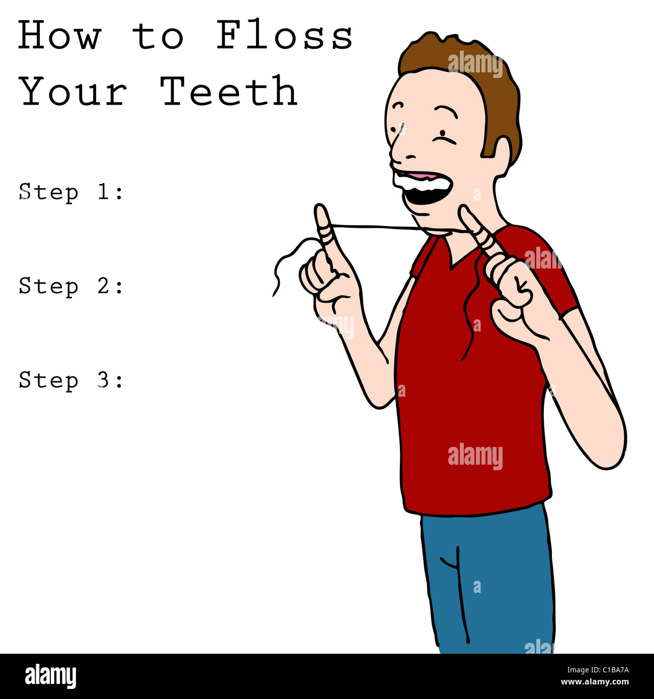 An image of a man using dental floss to clean his teeth Stock Photo - Alamy