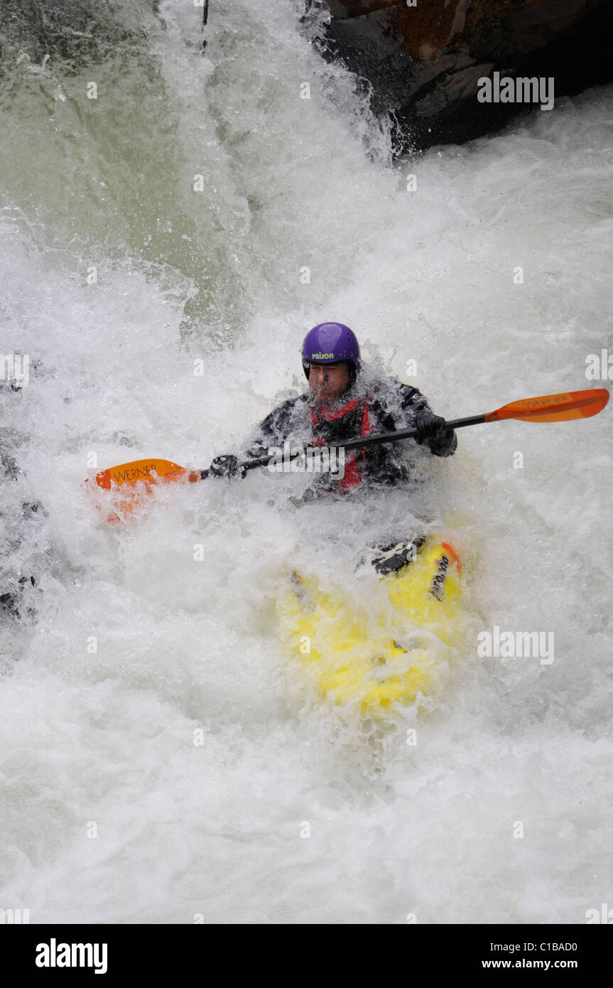 A young man kayaking in a river in Leon, Spain Stock Photo - Alamy