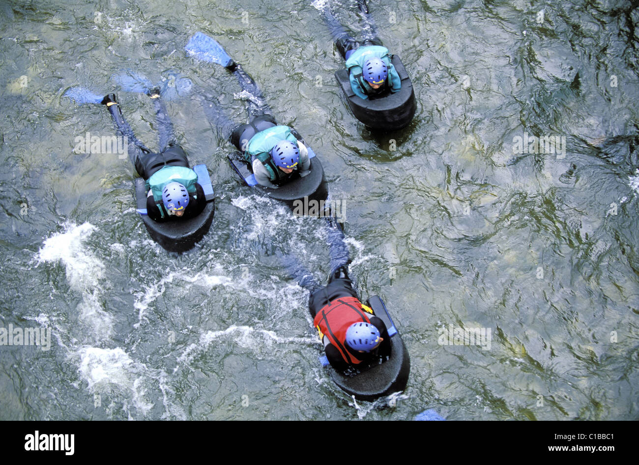 France, Aude, hydrospeed in the Aude river canyon Stock Photo - Alamy