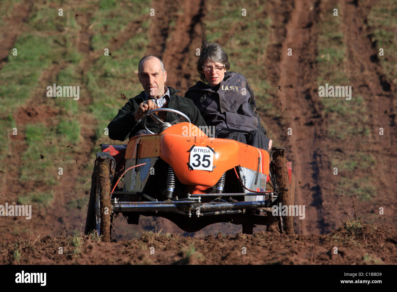A car taking part in a sporting trial at Shelsley Walsh, Worcestershire ...
