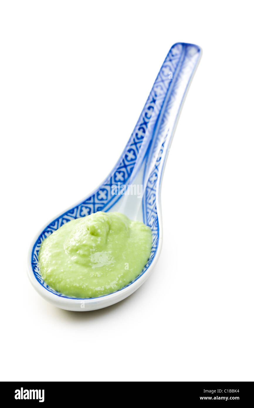 green wasabi on white background Stock Photo - Alamy