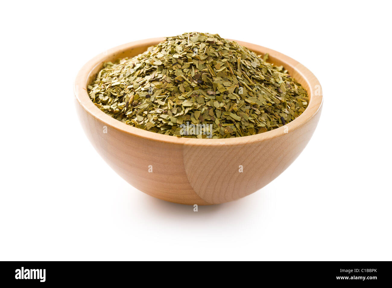 dried leaves of mate tea on white background Stock Photo - Alamy