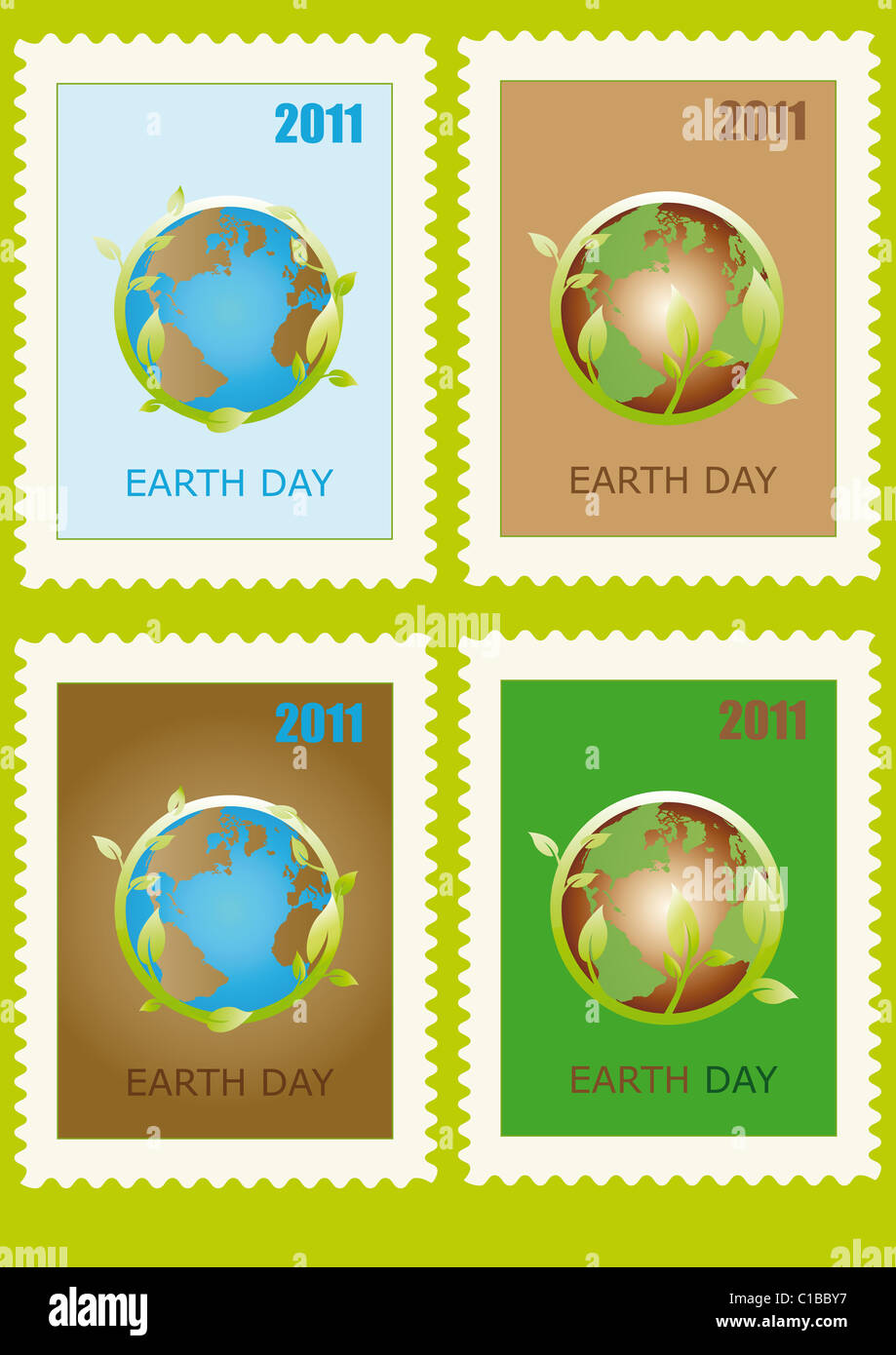 Earth globe stamp illustration hi-res stock photography and images - Alamy